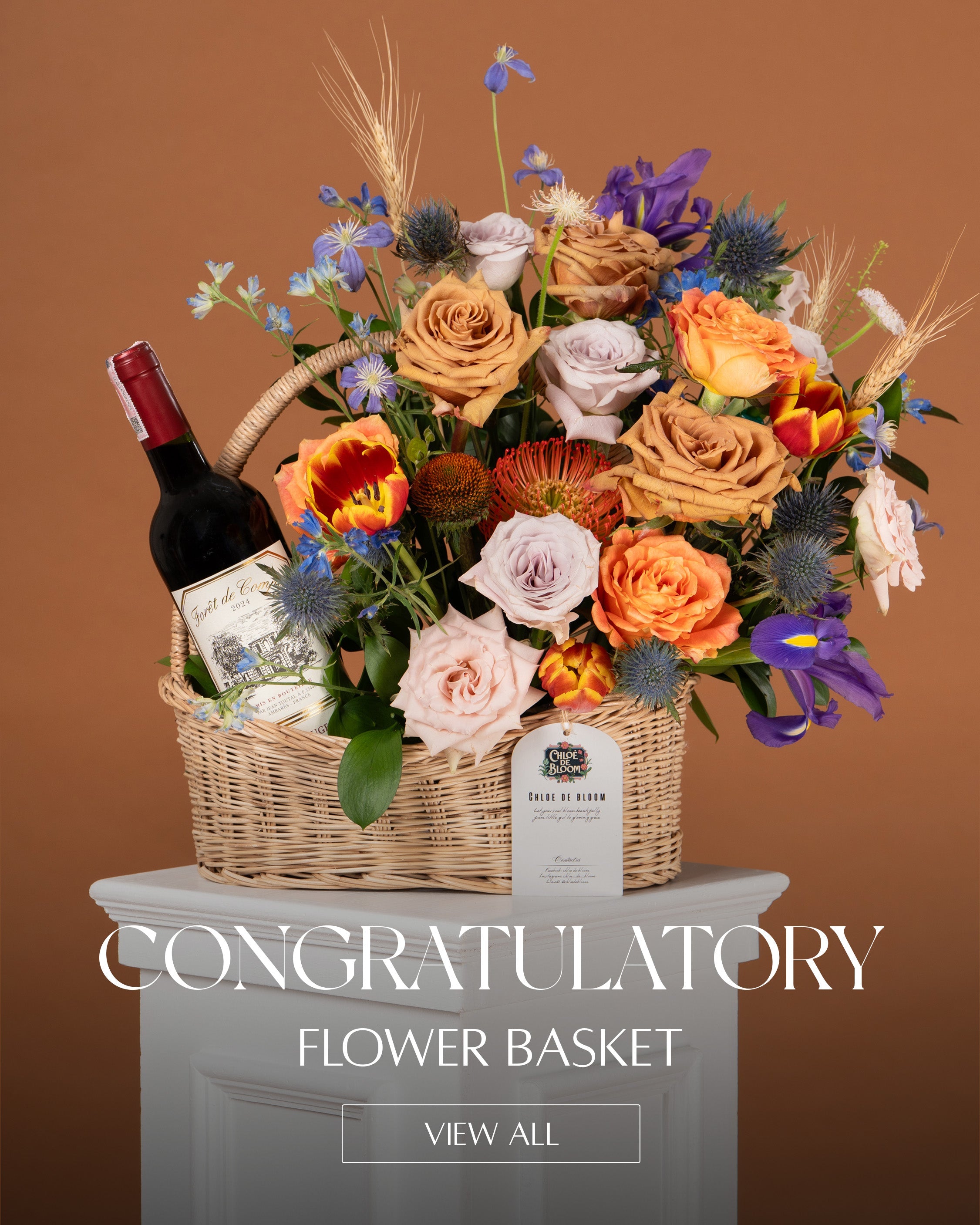 Congratulatory flower basket – Chloe De Bloom